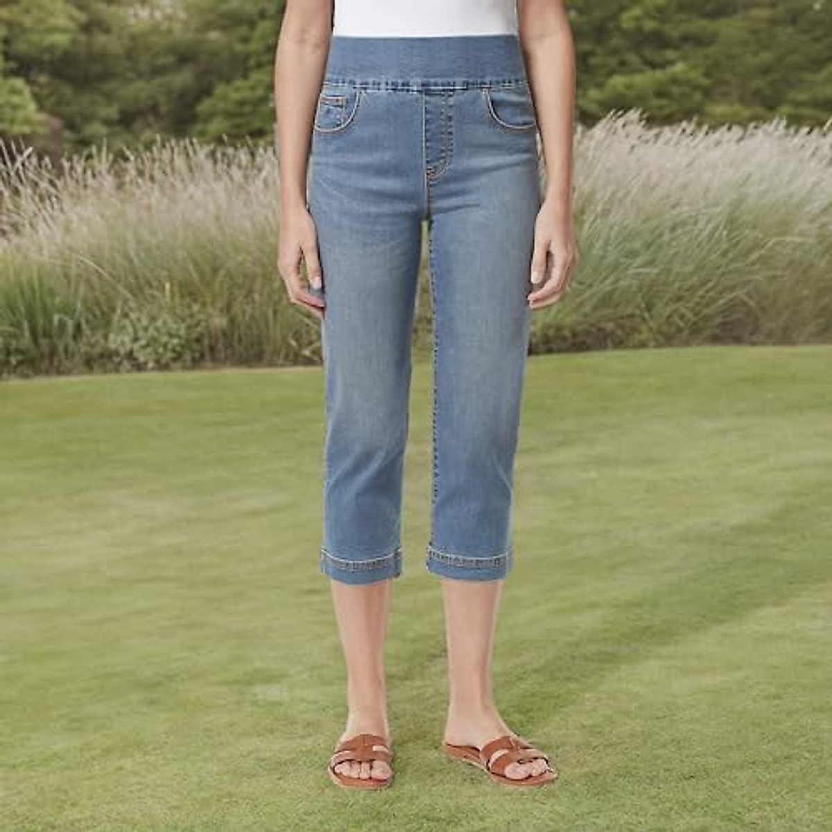 Gloria Vanderbilt Women's Amanda Pull on Capri, BANABA, 8 Petite