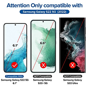 ivoler [2+2 Pack Tempered Glass Screen Protector for Samsung Galaxy S22 5G 6.1'' 2022 [2 Pack] [Not Fit Galaxy S22Plus&S22 Ultra ] with [2 Pack] Camera Lens Protector with Alignment Frame Clear
