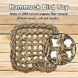 Tfwadmx Bird Seagrass Hammock Tent Parrot Hanging Nest House Cockatoo Foraging Climbing Mat Hut Hideout Shed Sheltering for Parakeets,Lovebirds,Other Small and Medium Birds