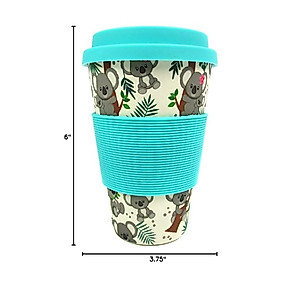 TINYMILLS Koala 14oz Travel Mug Eco-Friendly Reusable Plant Fiber Travel Mug Birthday Gift Stocking Stuffer Teacher Birthday Holiday Gift