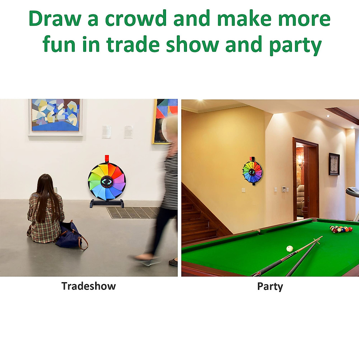 WinSpin 12 Inch Prize Wheel Dual Use Tabletop or Wall Mounted Heavy Duty Editable Color 12 Slots Spinning Wheel for Home Office Fortune Design Carnival Spinning Game, Breeze Series