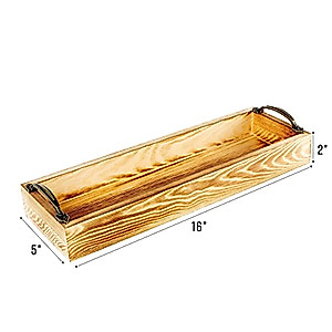 Strova Rectangular Wood Serving Tray with Handles – 16 Inch Long Narrow Tray for Serving Wine, Appetizers, Coffee, Condiments, Fruits, and More