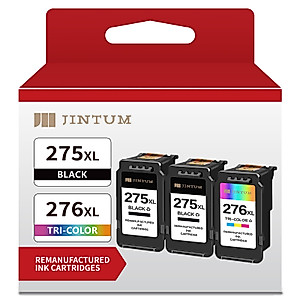 JINTUM Remanufactured PG-275XL/CL-276XL Ink Cartridge Replacement for Canon 275 and 276 Ink Cartridges for Canon PIXMA TS3522 TR4720 TS3520 Printer (3 Pack 2 Black +1 Tri-Color)