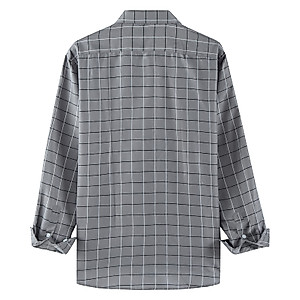 ZDFER Plaid Shirts for Mens, Fall Long Sleeve Button Down Lapel Collar Checked Shirt Business Casual Hawaiian Beach Tops Mens Christmas Shirts Golf Shirts Ping Golf Shirts for Men Polo Shirts for Men