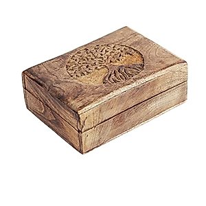 Li'Shay Wooden Trinket Keepsake Box with Tree of Life Design