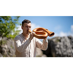 S-shaped Professional Didgeridoo for Meditation, Sound Healing Therapy, Yoga and Circular Breathing — NOT MADE IN CHINA — Mahogany Wood, 2-YEAR WARRANTY