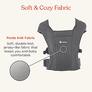 Ergobaby Embrace Cozy Newborn Baby Wrap Carrier (7-25 Pounds), Ponte Knit, Pure Black