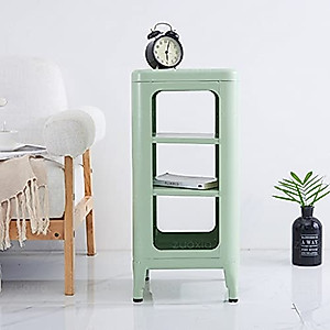 Storage Newspaper Baskets Magazine Rack Bedroom Bedside Table Living Room Bay Window Bedside Cabinet Wrought Iron Rack (Color : Green, Size : 292965cm)