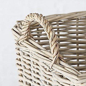 Cape Cod Wicker Baskets, Set of 4, Woven Willow (Salix) Pale Brown, Natural, 21.75, 19, 16.25, and 13 Inches Tall