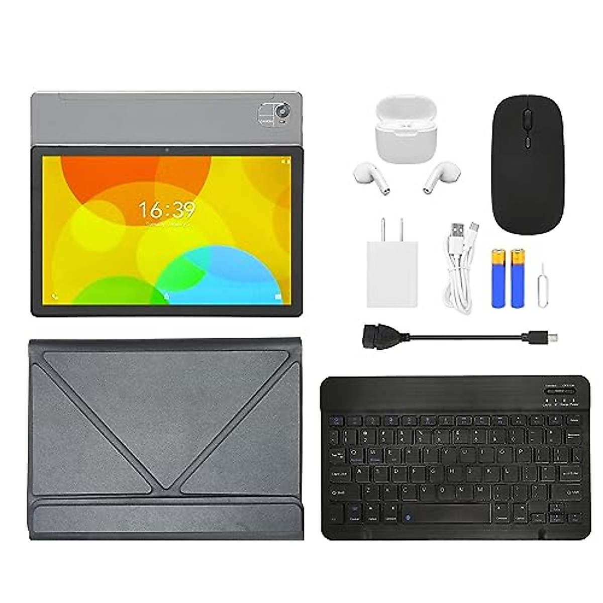 FOLOSAFENAR Tablet PC, US Plug 100‑240V Gaming Tablet 12GB 256GB Memory 12MP 24MP Camera 10.1 Inch for School (US Plug)