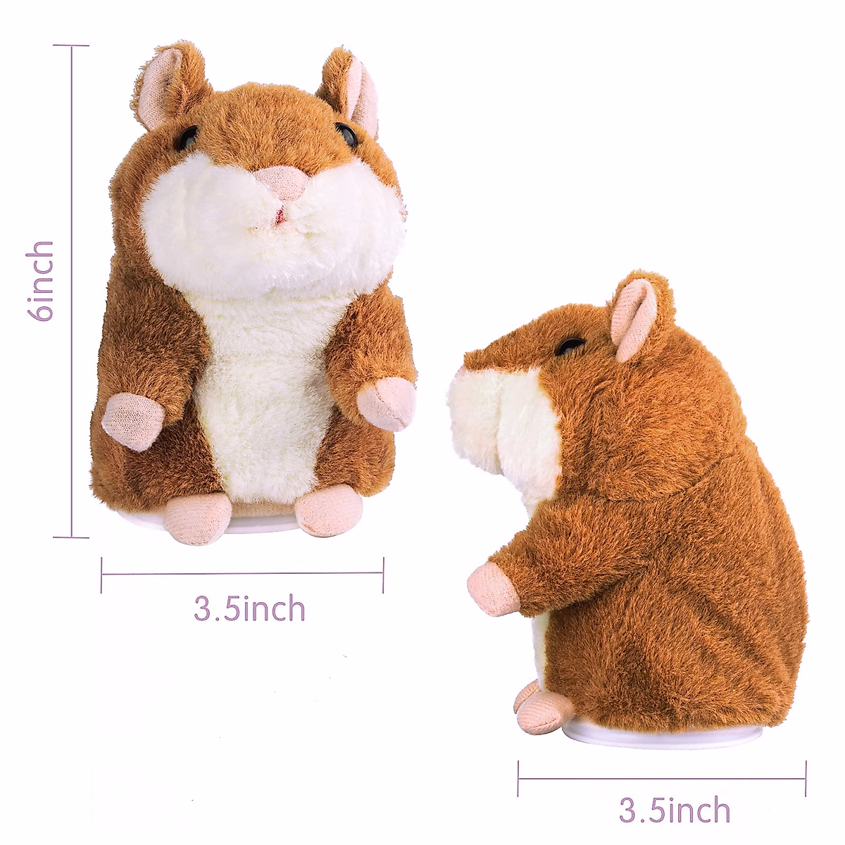Homily Talking Hamster, Repeats What You Say Plush Animal Toy Electronic Hamster Mouse for Boys, Girls & Baby Gift