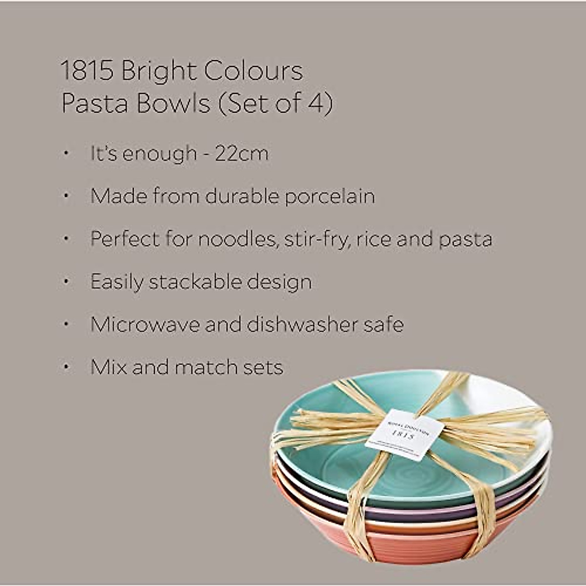 Royal Doulton 1815 Mixed Patterns Pasta Bowl Set of 4