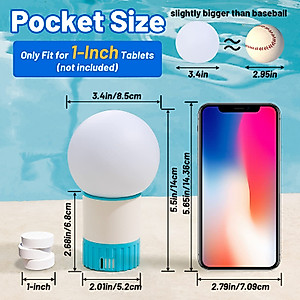 Pool Chlorine Floater for 1 Inch Tablets, 2 in 1 Floating Chlorine Dispenser with 3.4 Inch LED Ball Lights, Chlorine Tablet Holder for Small Above Ground and Inground Pools, Spa, Hot Tub-2 Pack