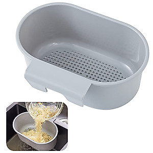 Kitchen Sink Drain Strainer Basket Compost Corner Sink Swan Strainer Basket Hanging Sink Corner Colander Triangle Multifunction Kitchen Sink Food Catcher Basket Waste Filter Wash Fruit(Grey)