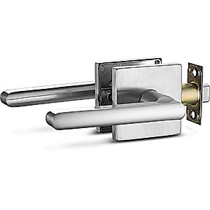 Berlin Modisch Passage Lever Door Handle Slim Square Non-Locking Lever Set [for Hallway or Closet Doors] Reversible for Right & Left Sided Doors Heavy Duty - Satin Nickel Finish