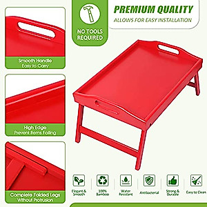 Breakfast Tray Folding Legs with Handles Kids Bed Tray Table for Sofa Eating,Drawing,Platters Bamboo Serving Lap Desk Snack Tray