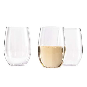 hotder Tritan Stemless Wine Glasses,Unbreakable BPA-Free Plastic Glasses,Set of 4,16OZ (Egg Shape)