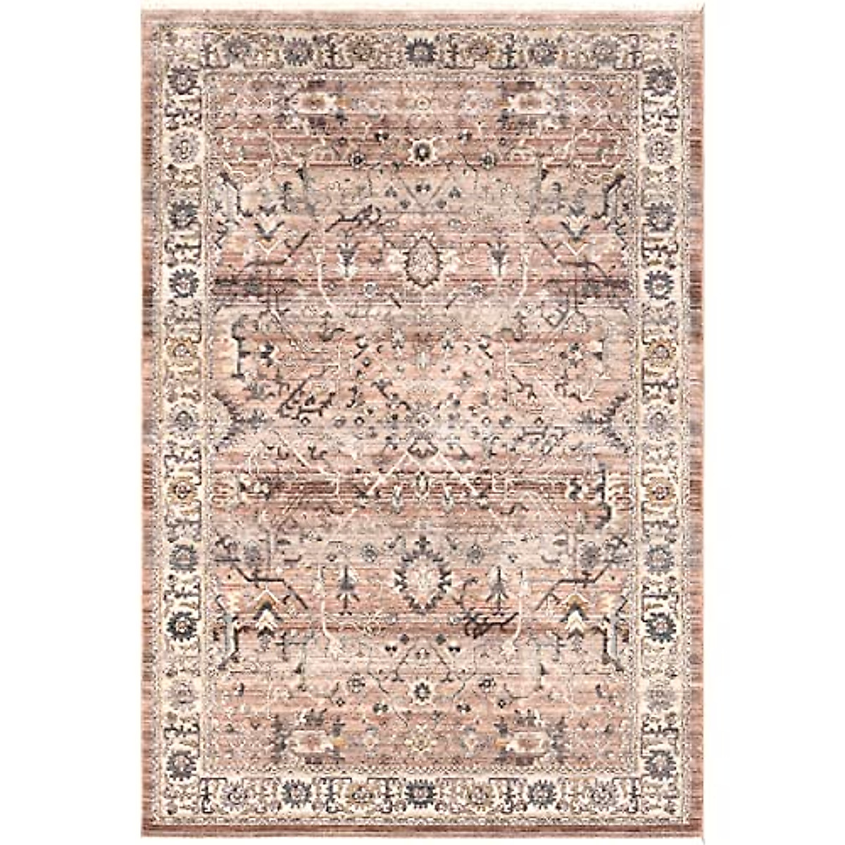 nuLOOM Sorsha Persian Traditional Fringe Area Rug, 5' x 7' 9", Rust