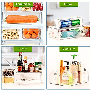 Yustuf 10-pack Stackable Refrigerator Organizer Bins with 6 Liners, Fridge Organizers and Storage Clear with Lids Plastic Fruit Vegetable Storage Containers with 5pcs Sealing Clips