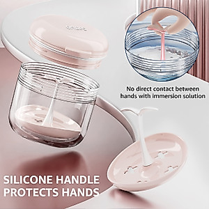 OFIDUS Denture Bath Case - No-Leak Double Layer Dry & Wet Separation Denture Bath Box, Portable Denture Case with Mirror, Removal Tool, Brush for Dentures, Clear Braces, Mouth Guard, Retainers (Pink)