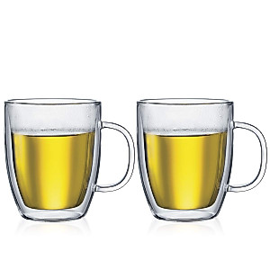 Bodum Bistro Double-Wall Insulated 15-Ounce Glass Mug, Set of 2