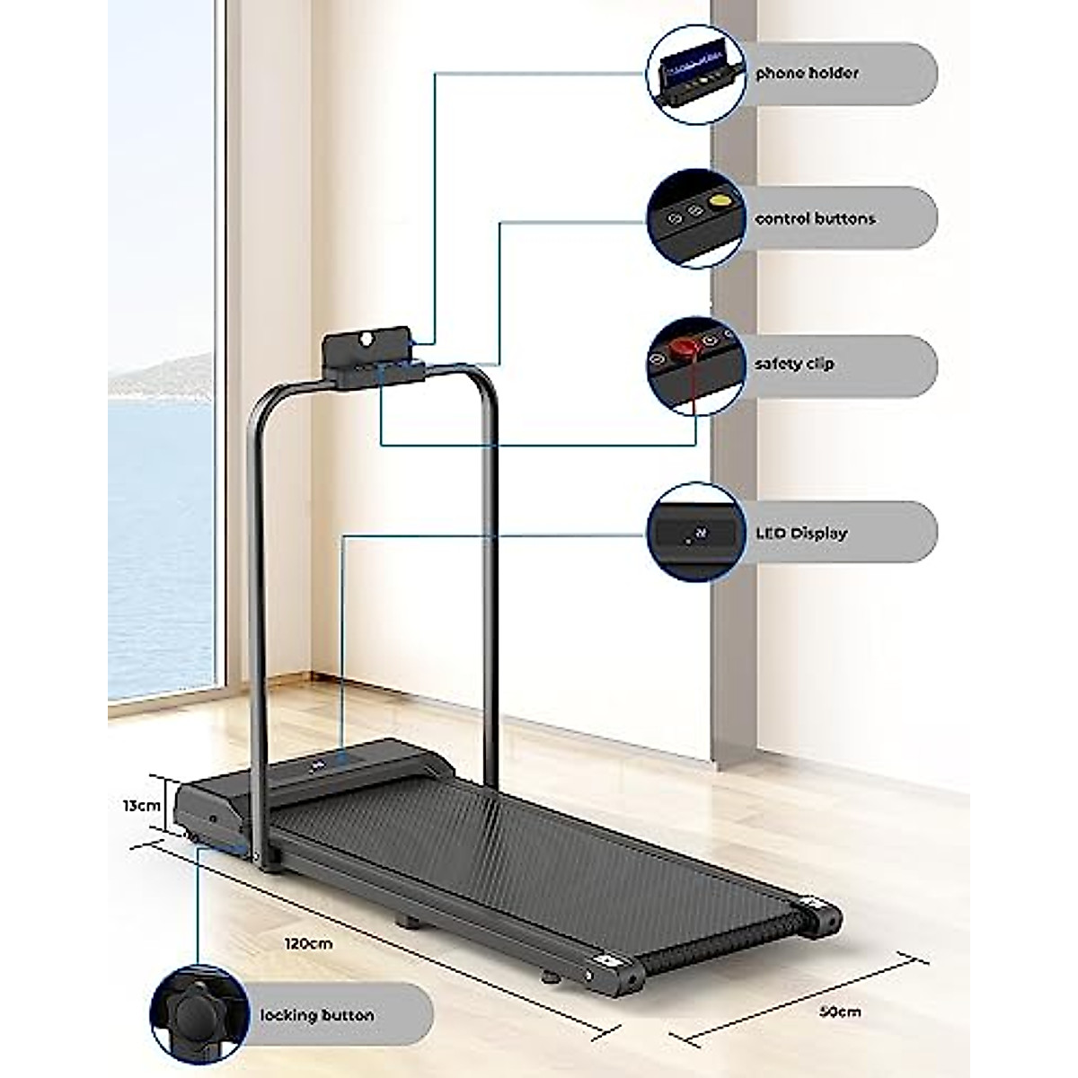Walking Pad Under Desk Treadmill - Gywowken 2 in 1 Foldable Treadmill Walking Pad for Home Office, 2.5HP Portable Desk Treadmills with Remote Control for Walking Jogging Running