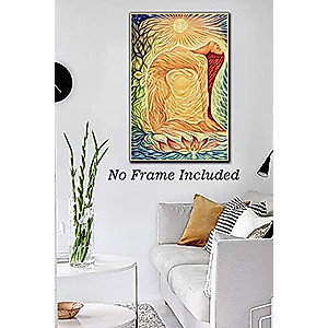 Abstract Yoga Meditation Poster, Yoga Girl Sun Chakra Wall Art, Sun Energy Healing for Meditation Room Decor, Healthy, Relaxing and Spiritual Living Room Daughter Room Studio Decor-16" X 24"-No Frame