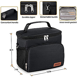 NIUTA Insulated Lunch Bag for Men/Womens, Lunch Box, Black Upgraded version Double Deck Reusable Lunch Pail (Black-1)