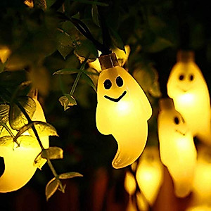 LIUPENGWEI Solar Outdoor Rodgersia String, 30 LED Ghost Globe-Shaped Solar Fairy Lights for Home, Party, Holiday, Christmas Decorations (Warm White) Garden Ghost Light