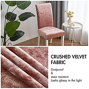 MIULEE 2 Panels Velvet Curtains 52x84 Inches Rose Pink Grommet Thermal Insulated Blackout Curtain for Bedroom Bundle Set of 2 Velvet Chair Covers for Dining Room Stretch Soft & Thick Chair Slipcover