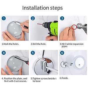 CZQ Makeup Mirror Wall Mounted 10X Magnification, Two Side Vanity Mirror Wall Mount Lighted Extendable Bathroom Mirror, 8 Inch, Chrome Finish, Touch Button Adjustable Light