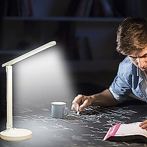 ADWOA LED Desk Lamp, Desk Light with Flexible Arm, Modes Dimmable Double Head Desk Lamps for Home Office Workbench Reading Feature, Desk Light for Home/Office/Drafting/Reading (White)