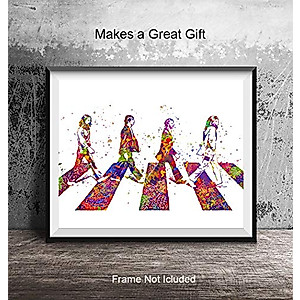 The Beatles Poster, Wall Art - 8x10 Abbey Road Home Decor - Beatles Gifts for John Lennon, Paul McCartney, Ringo Starr, George Harrison, 60s Music Fans
