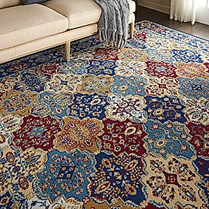 Nourison Grafix Traditional Multicolor 7'10" x 9'10" Area Rug, Easy Cleaning, Non Shedding, Bed Room, Living Room, Dining Room, Kitchen (8x10)