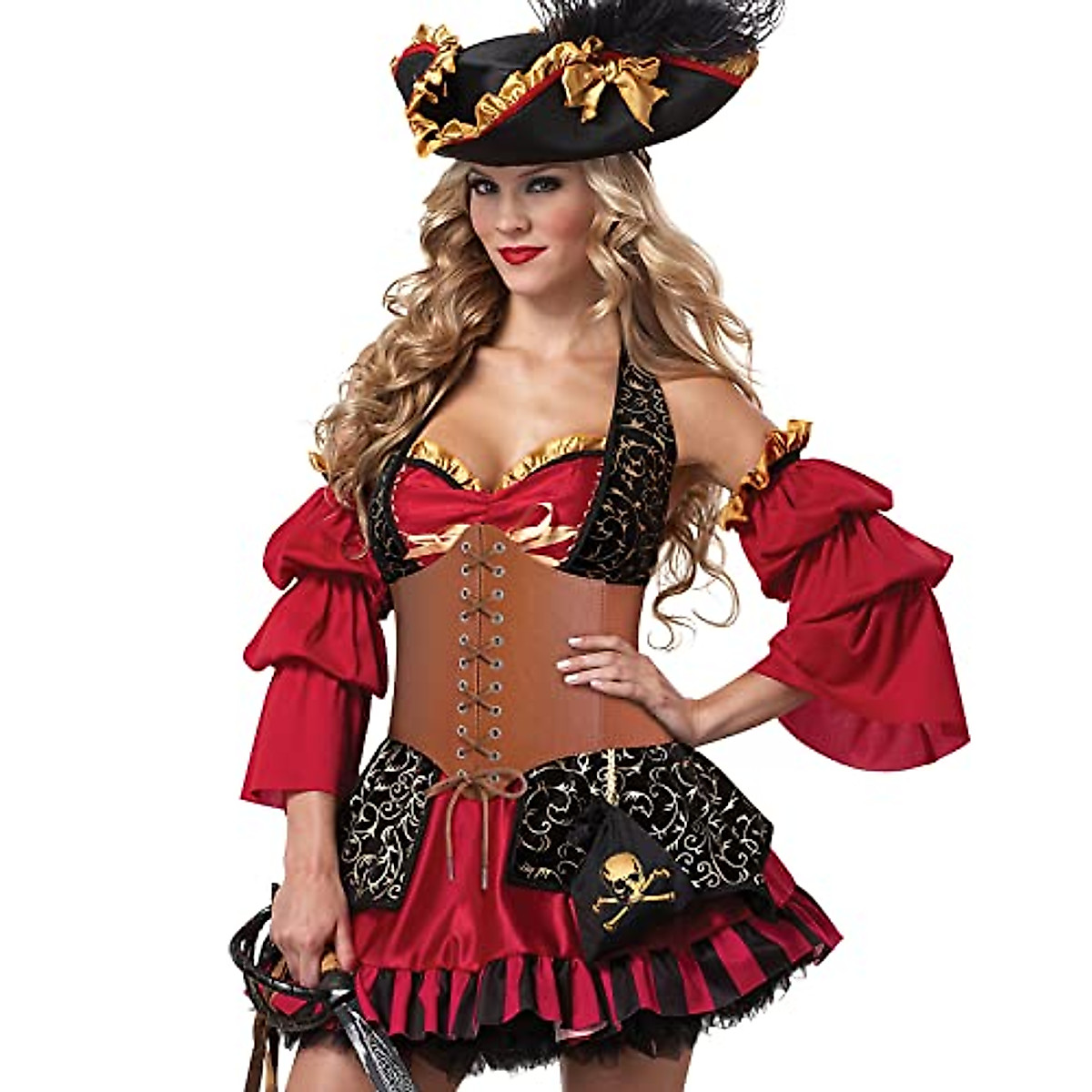 XZQTIVE Womens Corset Belt Elastic Waist Belt Lace-up Cinch Belt Pirate Corset Belt Renaissance for Costume 5.9'' Width(Brown, Fit Waist 32-36in)