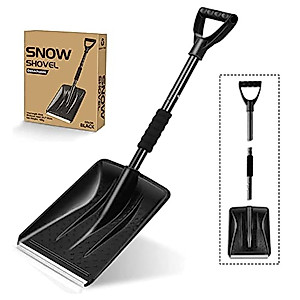 Folding Emergency Snow Shovel, Snow Shovel for Car with Extendable Ergonomical Handle and Wide Blade Scoop for Driveway Car Emergency Home Garden Camping…