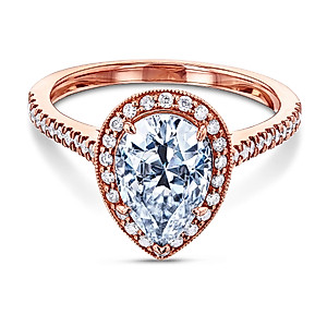 Kobelli Pear Shape Moissanite Halo Engagement Ring 2 1/2 CTW 14k Rose Gold, Size 8.5