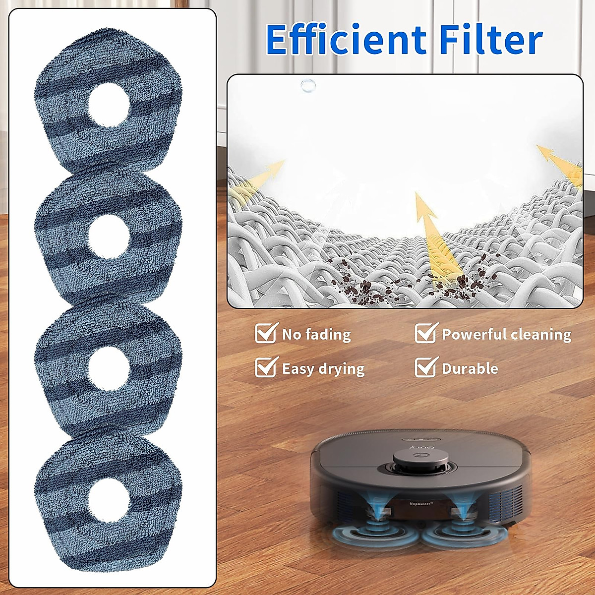 19 Pack Accessories Compatible with eufy X10 Pro Robot Vacuum.1 Main Brush,4 Side Brushes,4 Filters,4 mop Pads,6 dust Bags