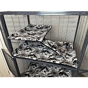 Small Animal Fleece Cage Liners"Spooky Halloween Symbols" Midwest Double Critter/Ferret Nation, Full set 7-pieces