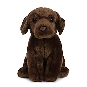 Living Nature Chocolate Labrador Stuffed Animal | Fluffy Dog Animal | Soft Toy Gift for Kids | 8 inches