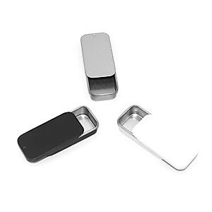 HLLMX 3 PCS Mini Metal Tin Box Containers Metal Slide Top Tin Containers Rectangular Empty Hinged Tins Box Containers 3.15 by 1.34 by 0.4 Inch for Candies Jewelry Crafts Pills Survival Kit