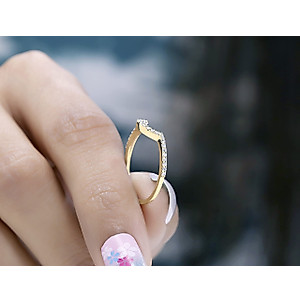 Dazzlingrock Collection Round White Diamond Anniversary Wedding Stackable Band Contour Guard Ring for Her (0.15 ctw, Color I-J, Clarity I1-I2) in 18K Yellow Gold Size 5.5