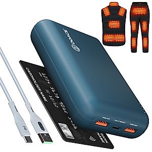 DOACE 12V/9V/5V 20000mAh Battery Pack for Heated Vest/Jacket/Pants, Power Bank Rechargeable, USB-C Portable Charger with 22.5W Power Delivery (Input & Output) for iPhone 14/13/ 12 Series, S10, Pixel 4