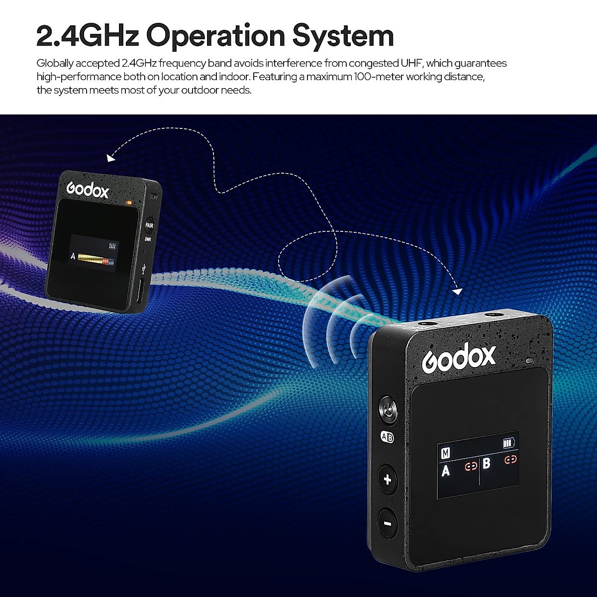 GODOX MoveLink II M2 Wireless Lavalier Microphone System with GAC-IC5 3.5mm to USB Type-C Adapter Cable