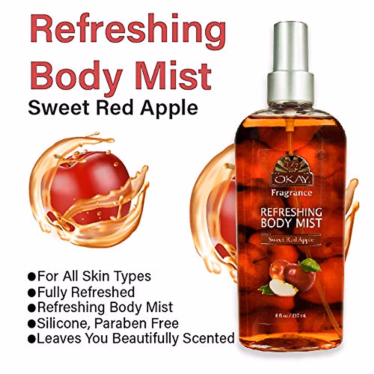 OKAY SWEET RED APPLE REFRESHING BODY MIST 8oz / 237ml