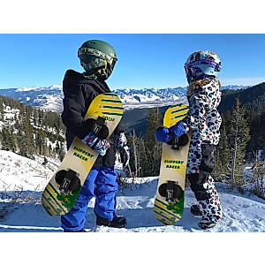 Slippery Racer Kids Hardwood Snowboard with Velcro Binding in Various Sizes (90 CM-Yellow/Green)
