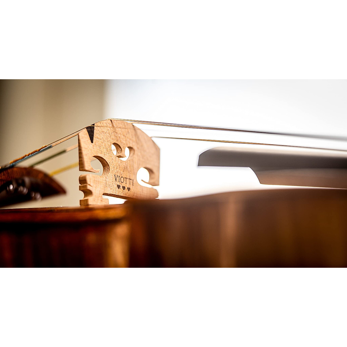 Viotti Violin Bridge 4/4: Finer Grade Solid Maple Violin Bridge, Pre-Cut & Pre-Fitted to Fit Most 4/4 Violins, Crafted by Highly Skilled Experts for Sharper Sound, Volume, Beauty & Clarity