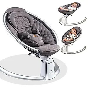Hot Mom NEW Baby Swing Bluetooth and Intelligence Timing Electric Baby Rocker Multiple Gears Seat Adjustment & Baby Chair(Dark Grey)
