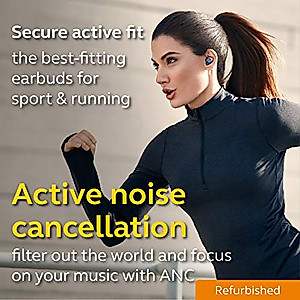 Jabra Elite Active 75t Navy Voice Assistant Enabled True Wireless Sports Earbuds with Charging Case (Renewed)