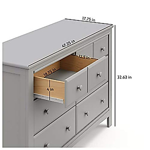 Graco Benton 6 Drawer Double Dresser (Pebble Gray) – Easy New Assembly Process, Universal Design, Durable Steel Hardware and Euro-Glide Drawers with Safety Stops, Coordinates with Any Nursery